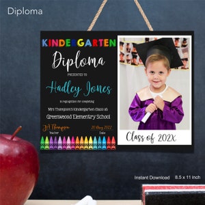 Kindergarten Graduation Diploma, Graduation Certificate With Photo ...