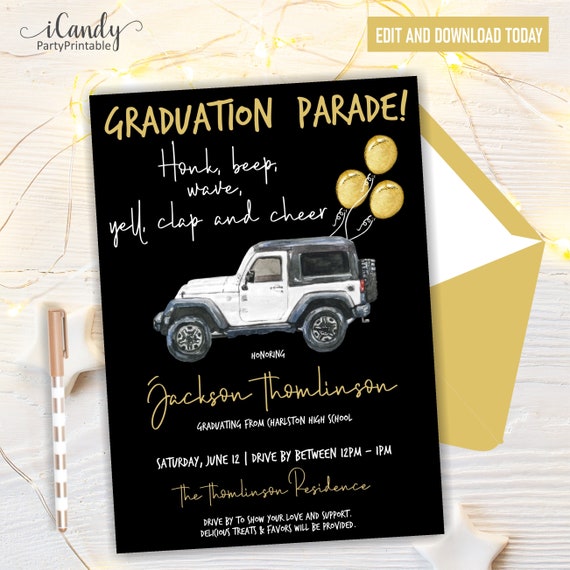 Drive by Graduation Parade Invitation, Graduation Invitation ...