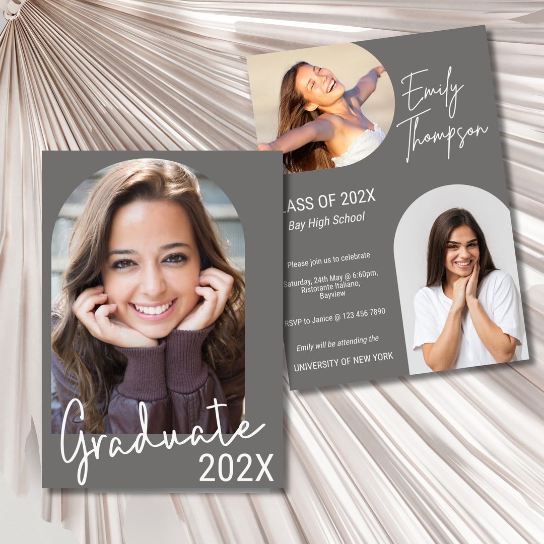 Modern Graduation Photo Invitation, Minimalist Design With Customizable ...