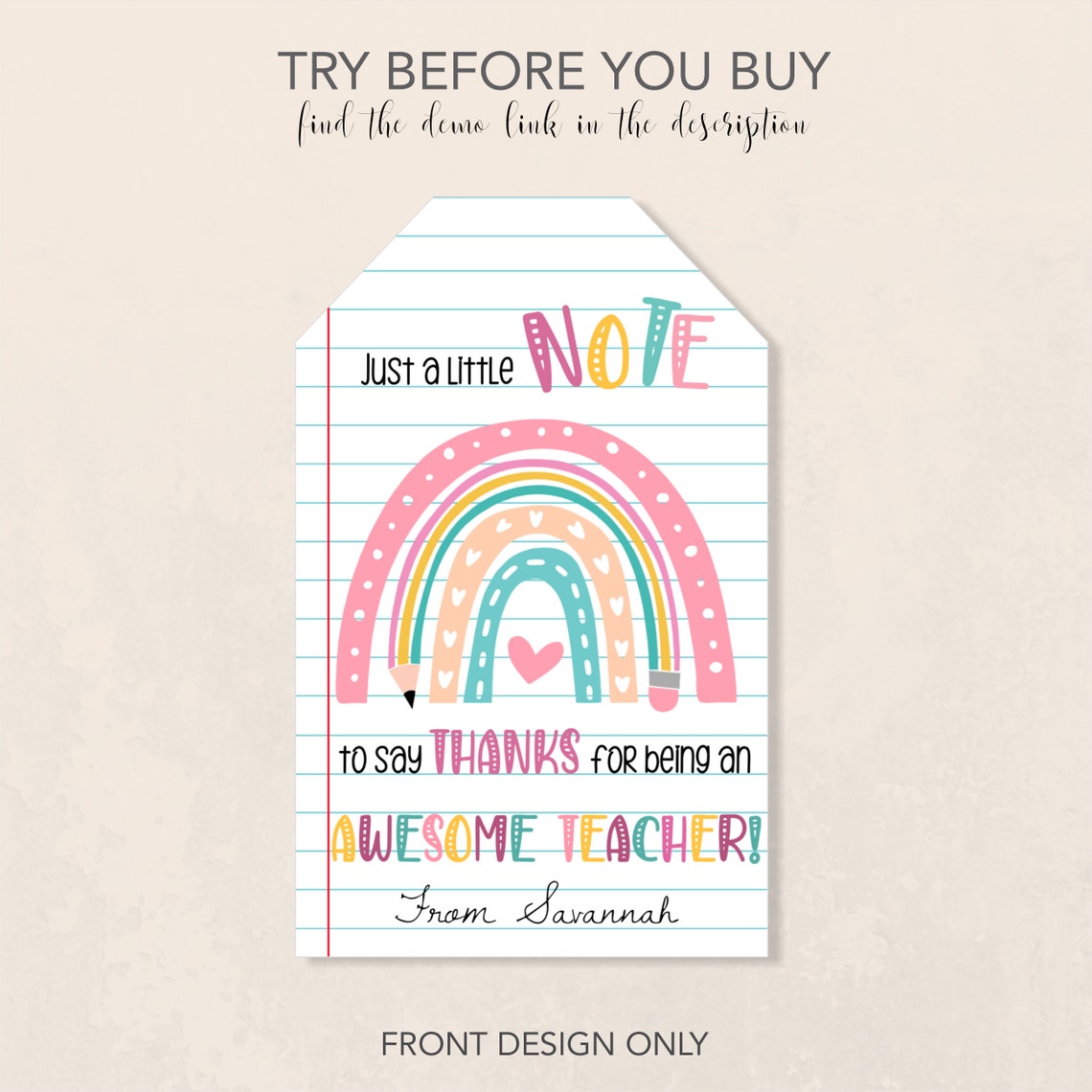 Editable Teacher Appreciation Gift Tags End of School Year - Etsy