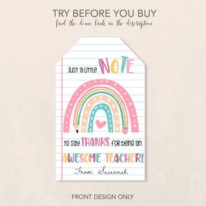 Editable Teacher Appreciation Gift Tags End of School Year - Etsy