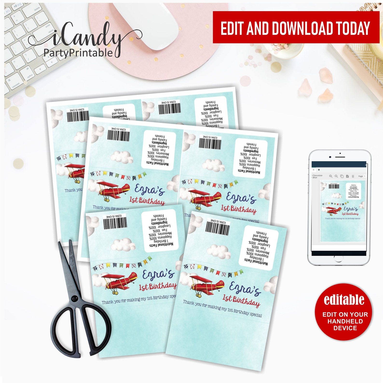 Airplane Chocolate Bar Wrapper Template Editable Chocolate - Etsy