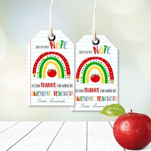Editable End of School Year Teacher Appreciation Gift Tags, Rainbow ...