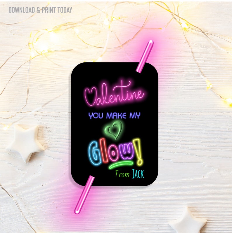 Valentines Day Glow Stick Gift Tag Classroom Valentines You | Etsy