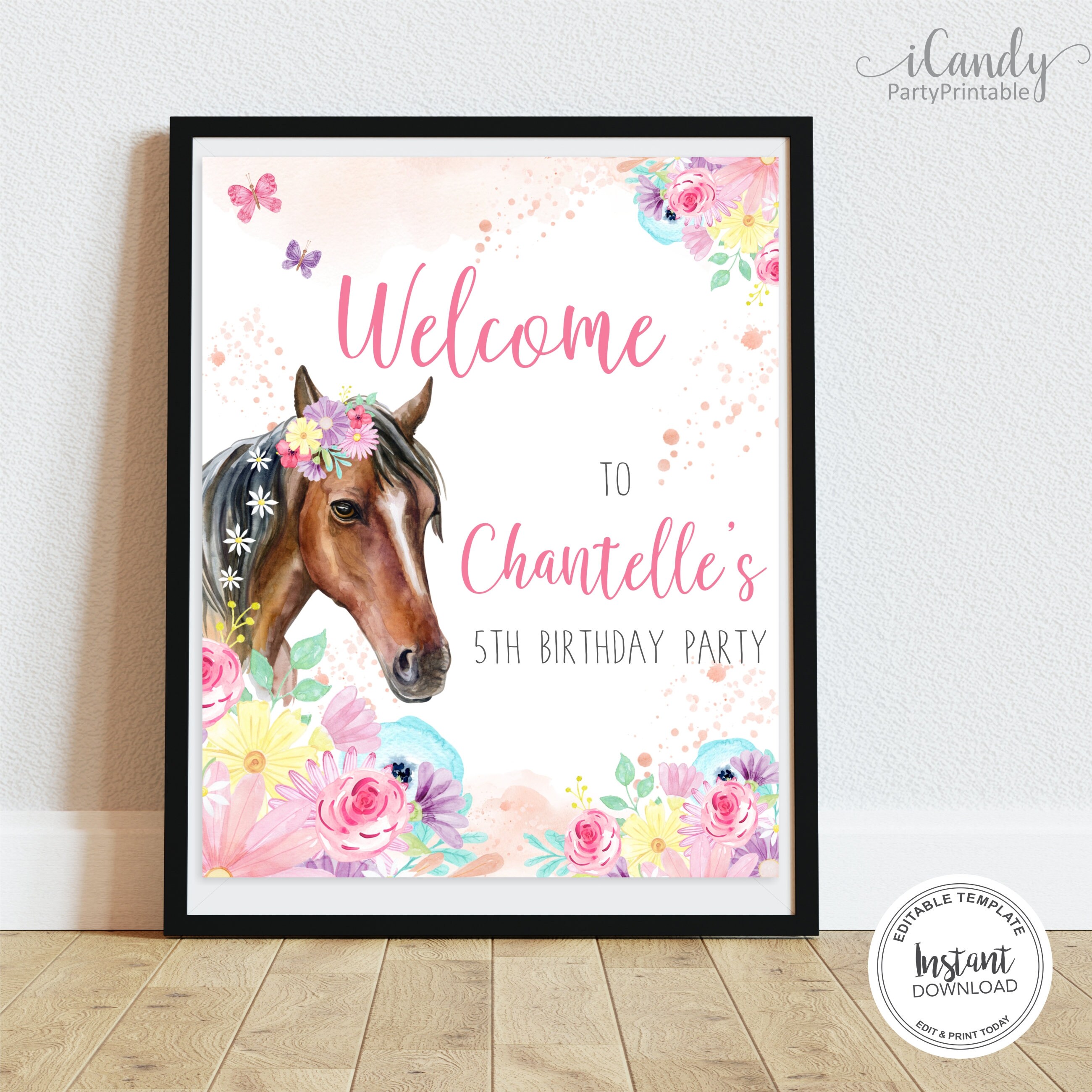 Horse Birthday Welcome Sign Birthday Welcome Sign Editable | Etsy