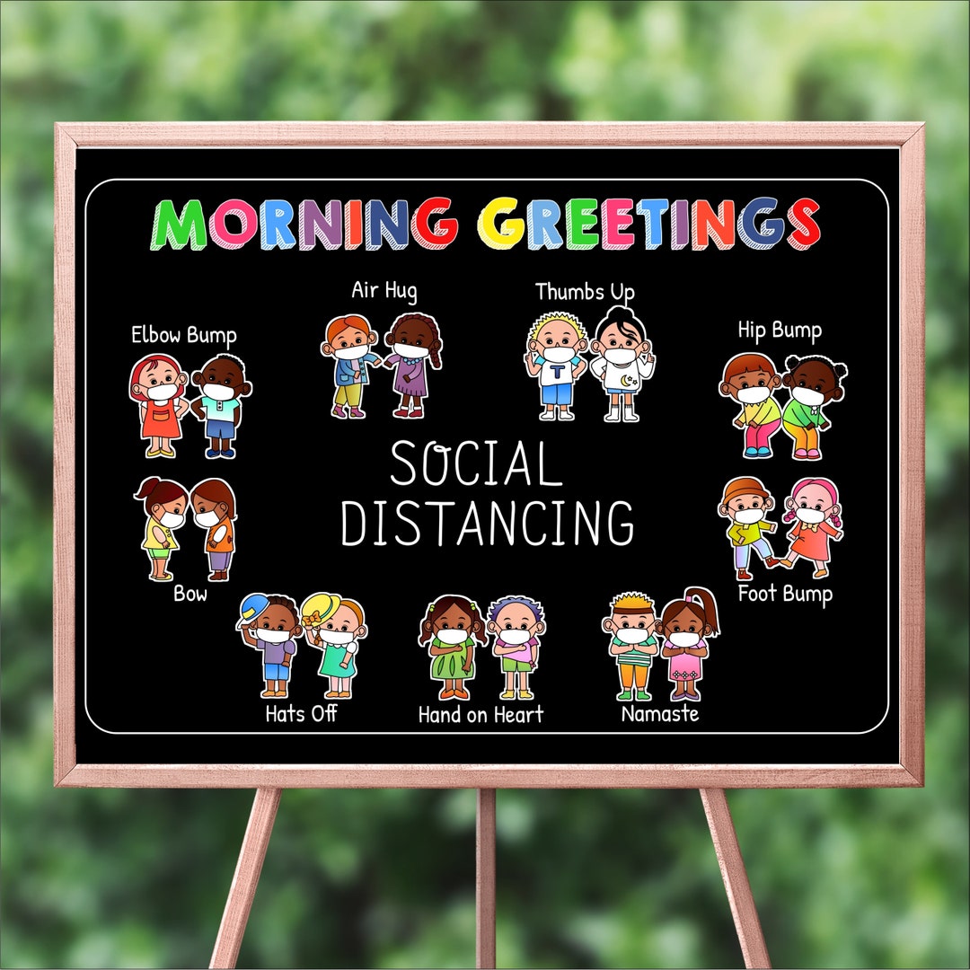 Social Distancing Greetings Classroom Poster Printable - Etsy