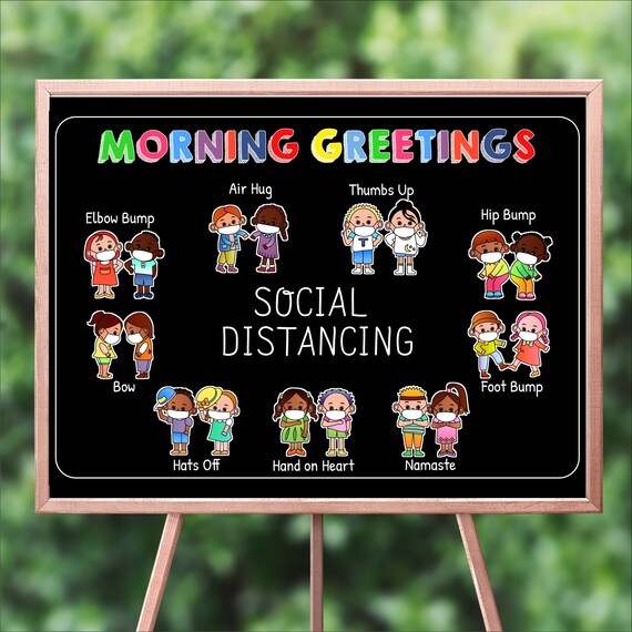 Social distancing greetings poster