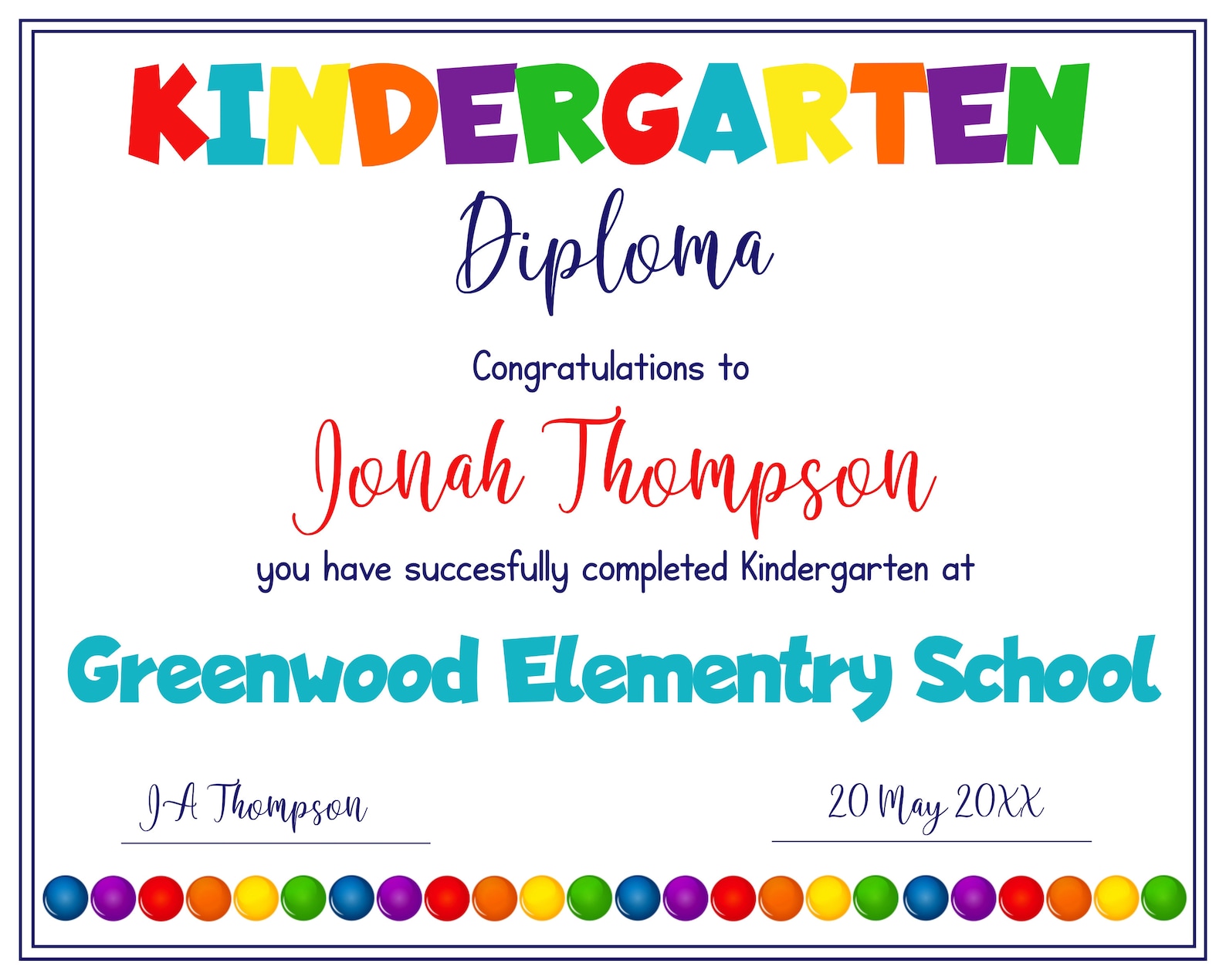Editable Kindergarten Diploma Graduation Diploma - Etsy