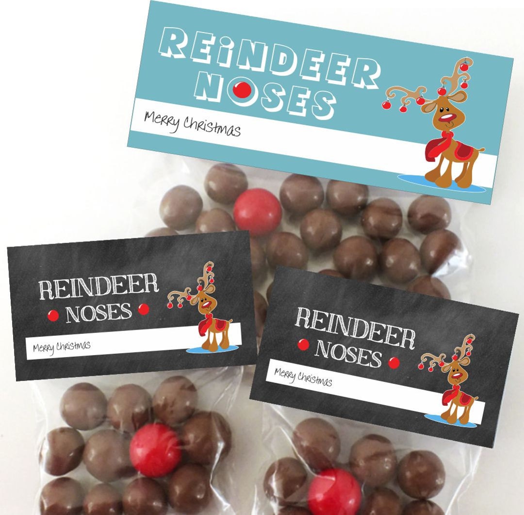 Christmas Reindeer Noses Bag Topper, Snowman Poop Treat Bag Topper ...