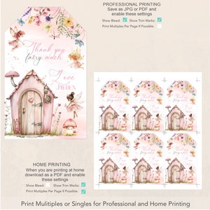 Editable Fairy Birthday Party Favor Tag, Whimsical Fairies Goodie Bag ...