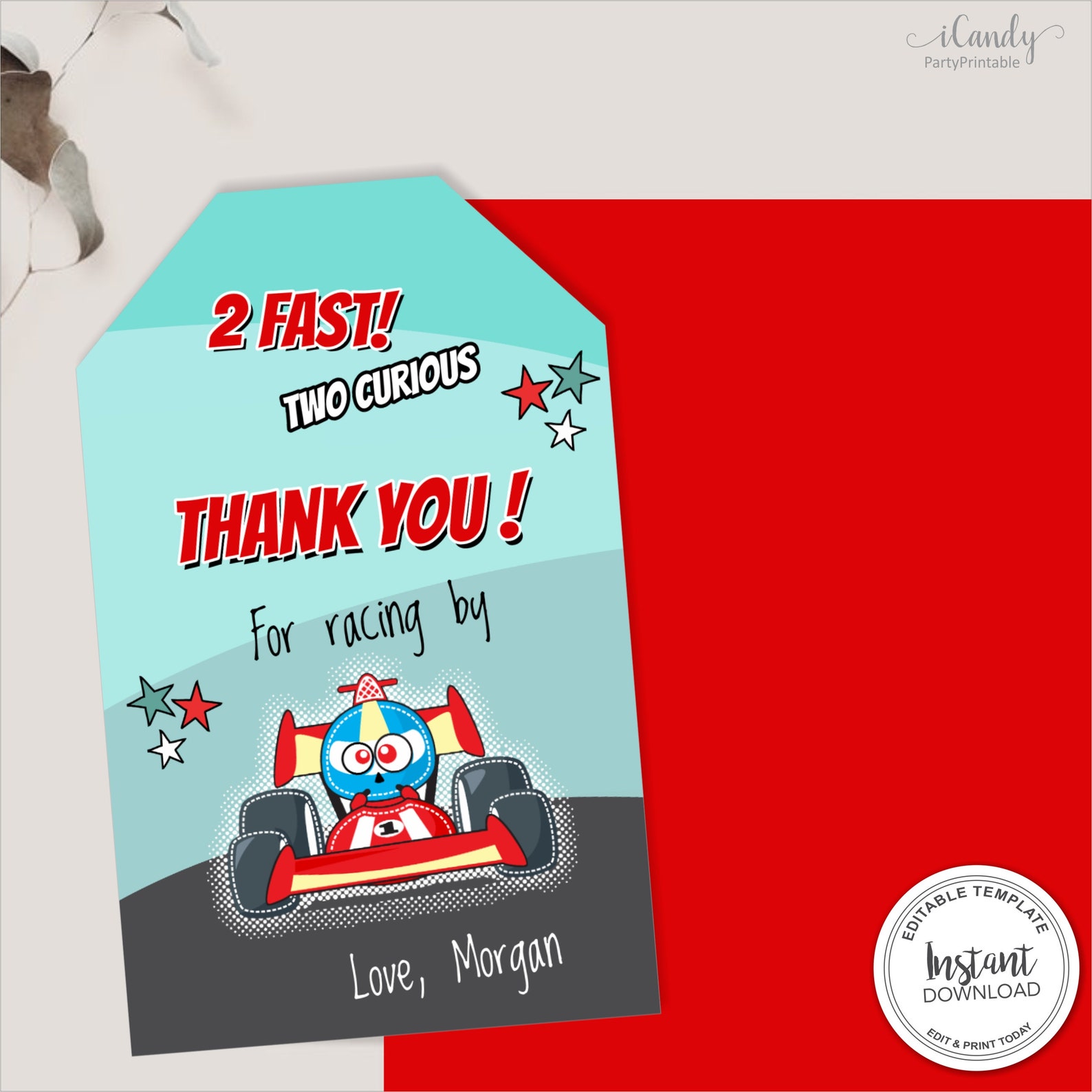 Printable Racing Car Favor Tags Car Gift Tags 2 Fast Two | Etsy