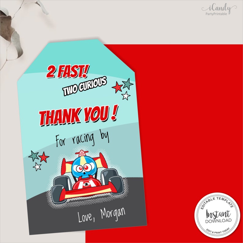 Printable Racing Car Favor Tags Car Gift Tags 2 Fast Two | Etsy