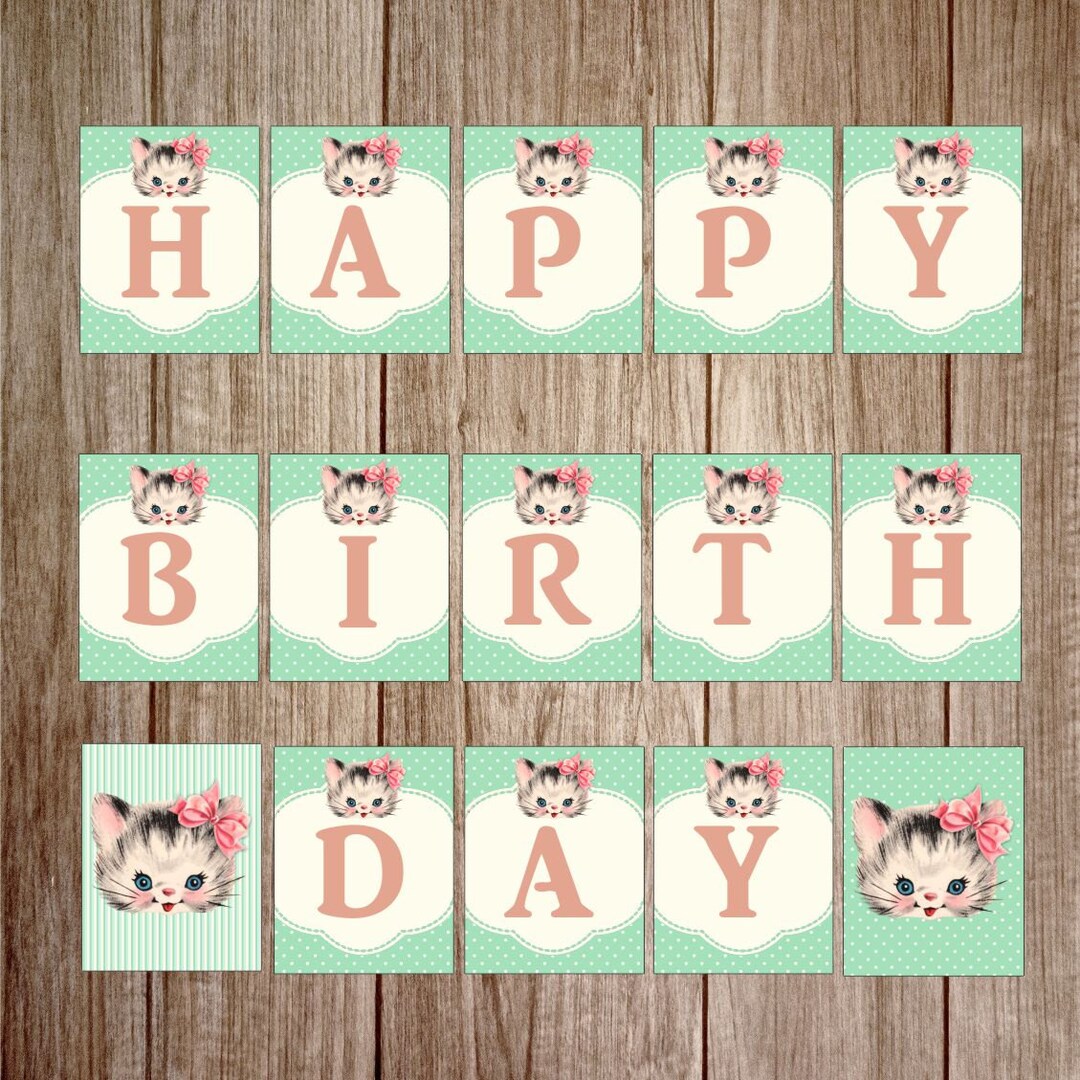 Kitty Banner Kitty Birthday Party Cat Banner Cat Birthday - Etsy