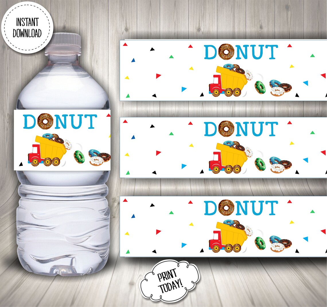 Water Bottle Label Construction Party Decor Editable Instant - Etsy