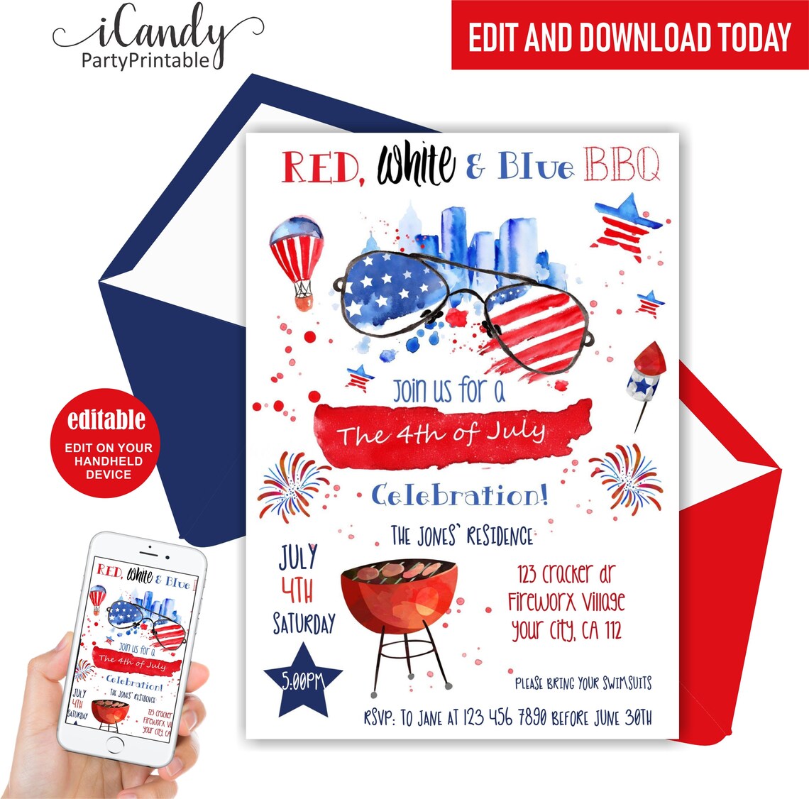 4th of July Invitation Independence Day Family Reunion | Etsy