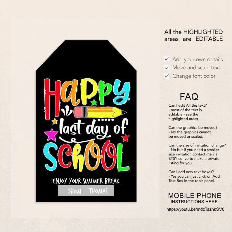 End of School Year Tag Printable Teacher Appreciation Tags - Etsy