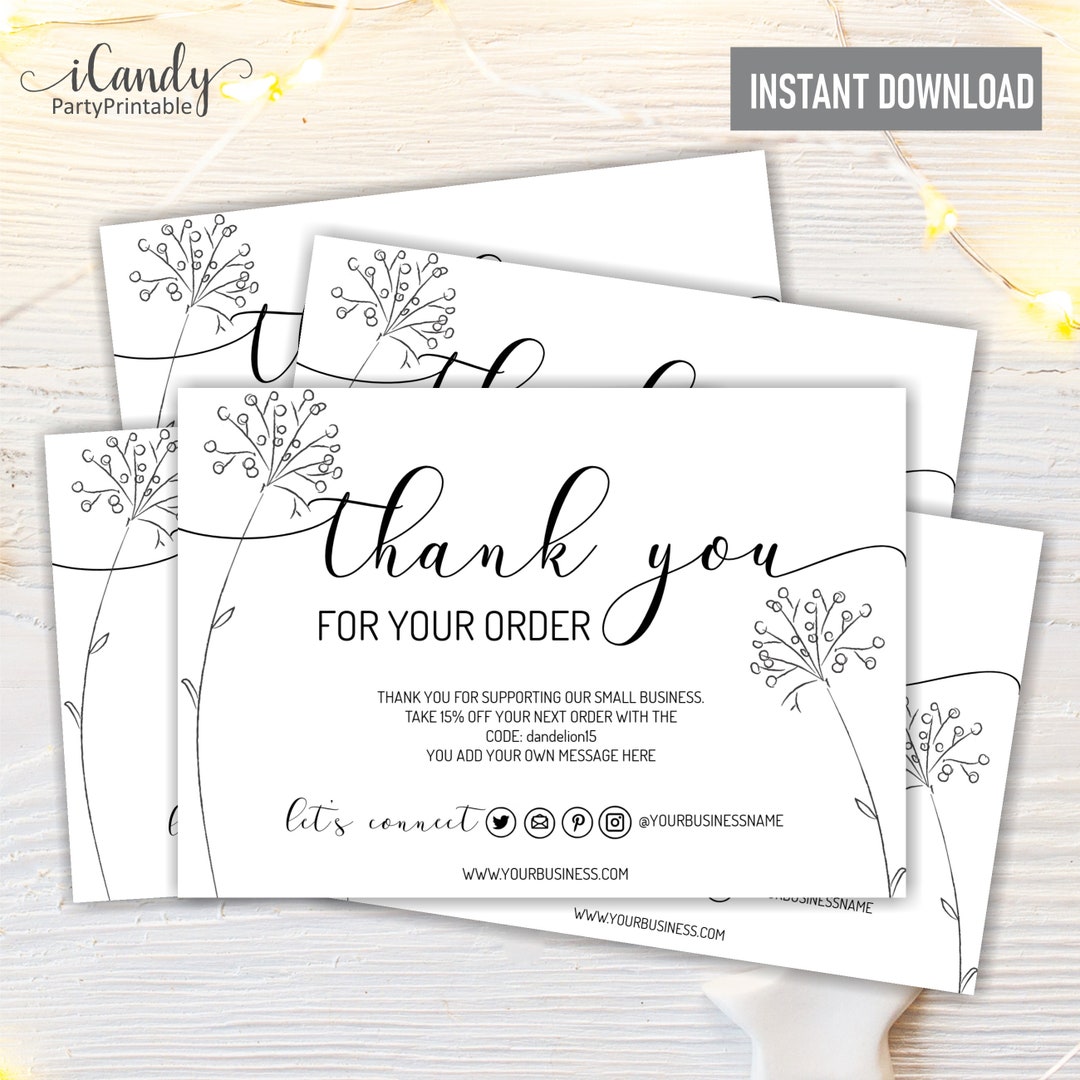 Thank You Cards, Thank You for Your Order, Thank You Card Business ...