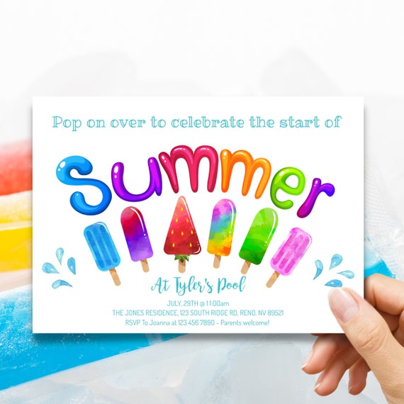 Popsicle Summer Birthday Invitation Popsicle Birthday | Etsy