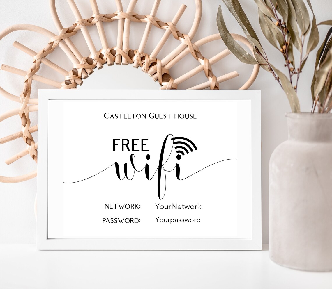 Printable Wi-fi Password Sign Editable Wifi Sign Free Wifi | Etsy