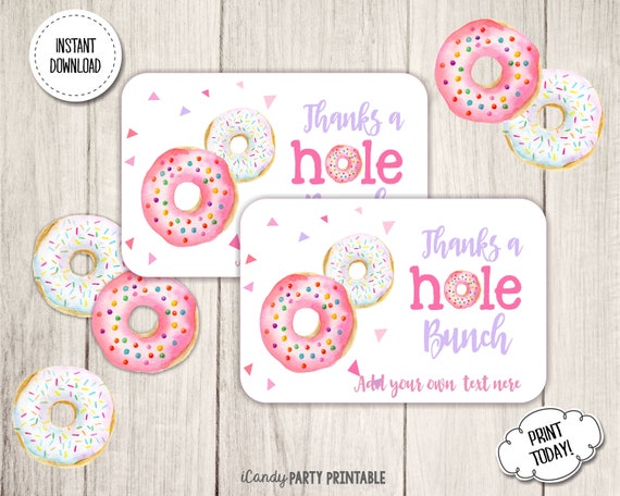 INSTANT DOWNLOAD - Pink Donut Thank You Card - Donut Birthday ...