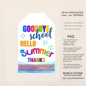 Editable Teacher Appreciation Gift Tags End of School Year - Etsy
