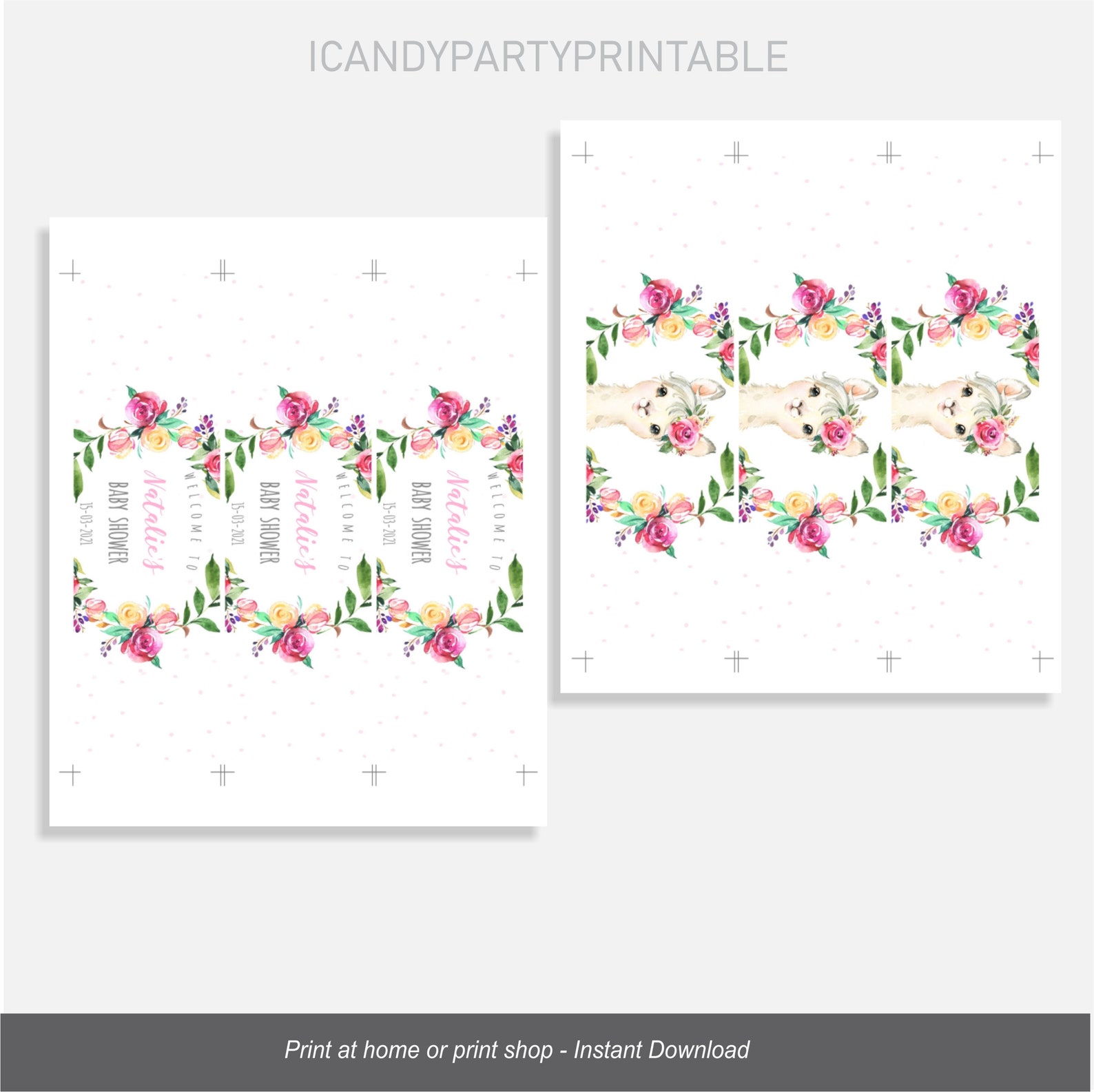 Llama Bottle Labels Llama Baby Shower Editable Printable | Etsy