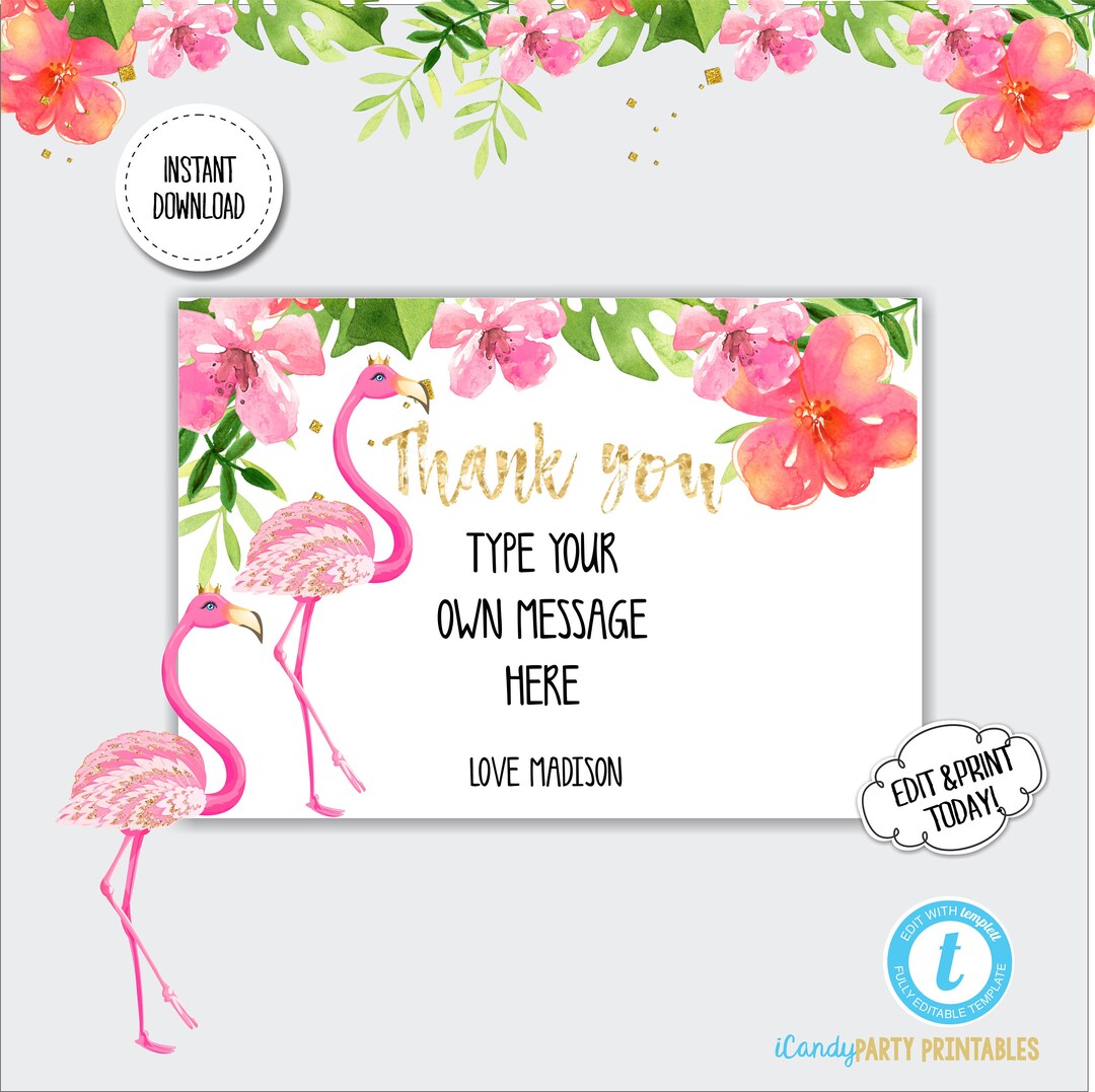 Flamingo Thank You Cards, Flamingo Note Cards, Thank You Cards ...