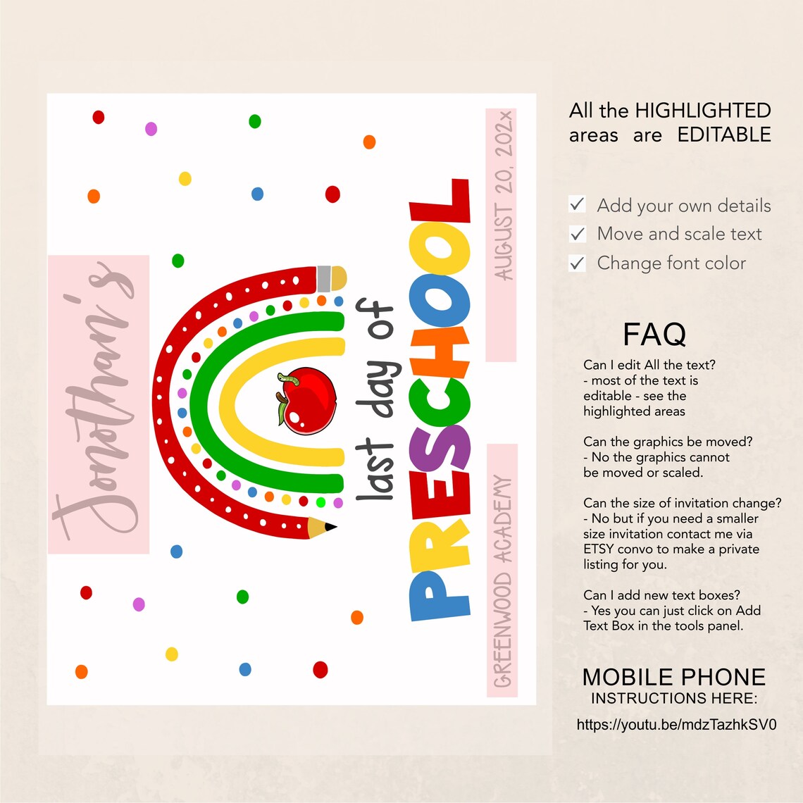 Rainbow First Day of School Sign Last Day of Preschool Sign - Etsy