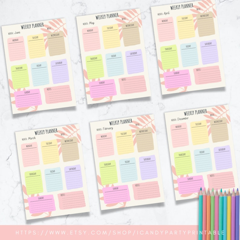 Weekly Planner Printable Weekly Schedule Week at a Glance - Etsy