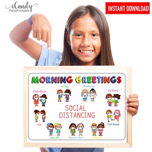 Classroom Poster, Social Distancing Greetings, Printable Poster ...