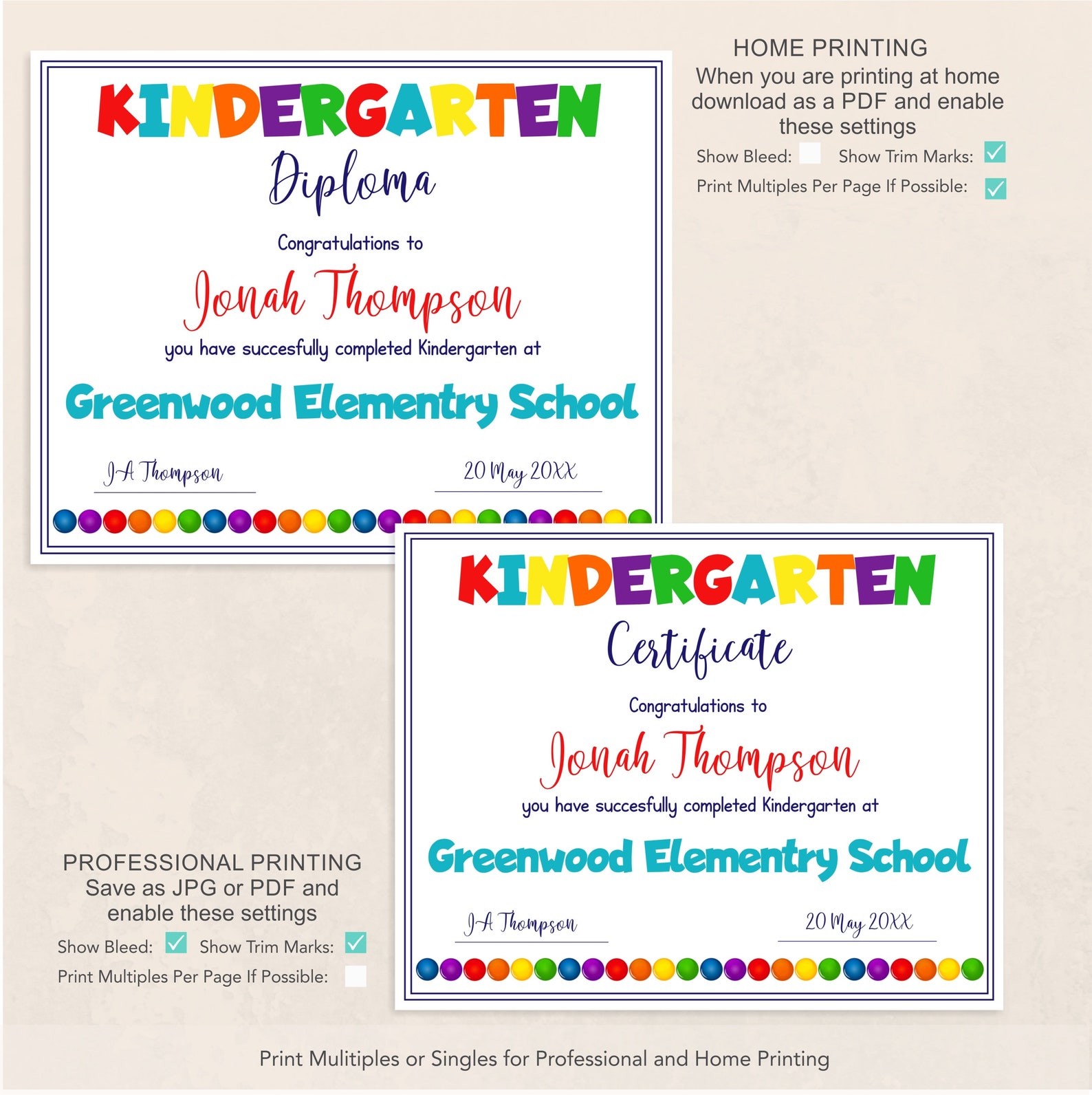 Editable Kindergarten Diploma Graduation Diploma - Etsy