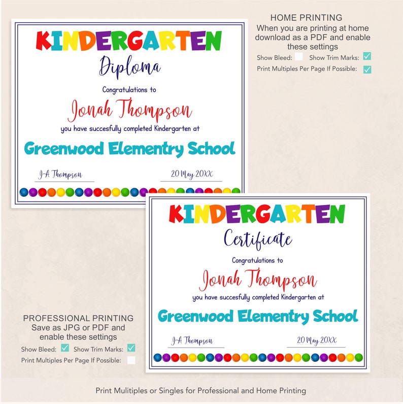 Editable Kindergarten Diploma Graduation Diploma - Etsy