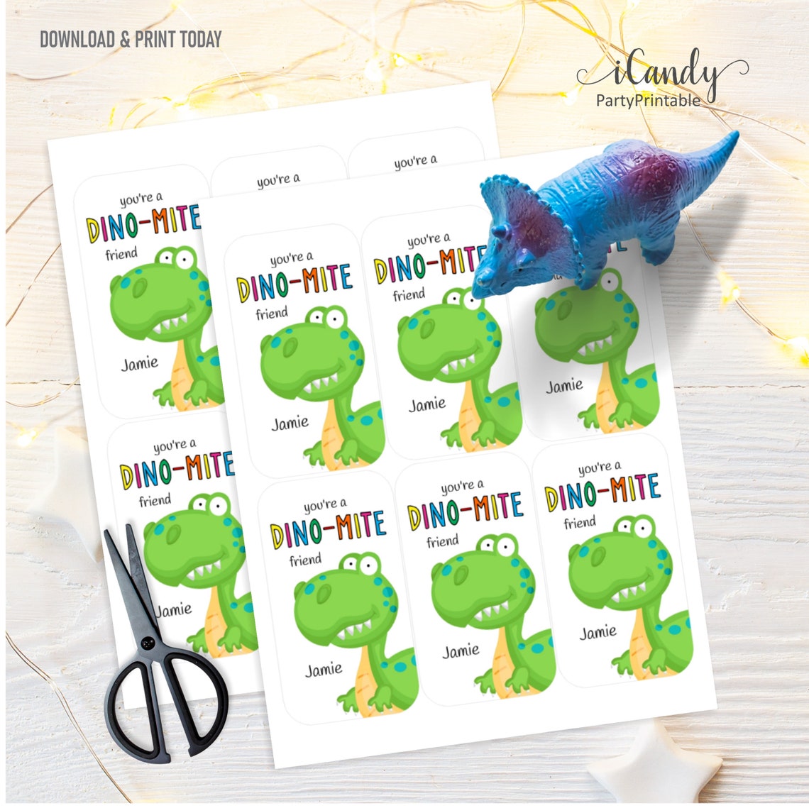 Dinosaur Birthday Party Printable Gift Tags Dinosaur Cards or | Etsy