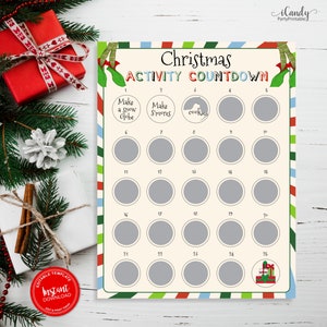 Elf Advent Calendar Scratch Off, Editable Advent Calendar, Printable ...