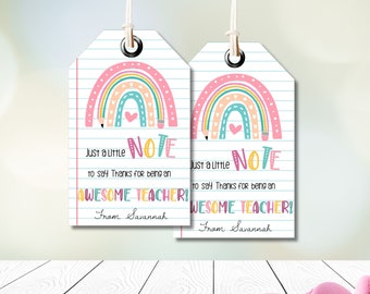 Editable Teacher Appreciation Gift Tags End of School Year - Etsy