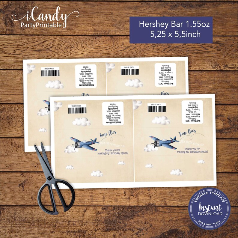 Airplane Chocolate Bar Wrapper Template Editable Candy Bar - Etsy