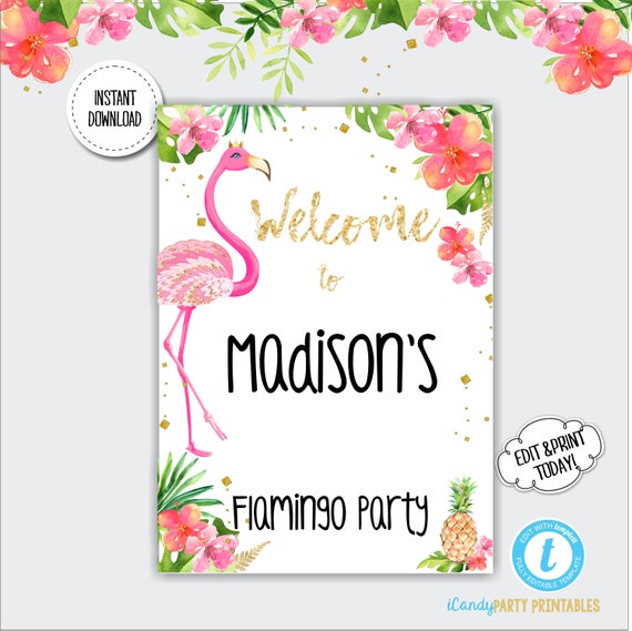 Flamingo Welcome Poster, Flamingo Welcome Sign, Flamingo 11x16 inch ...