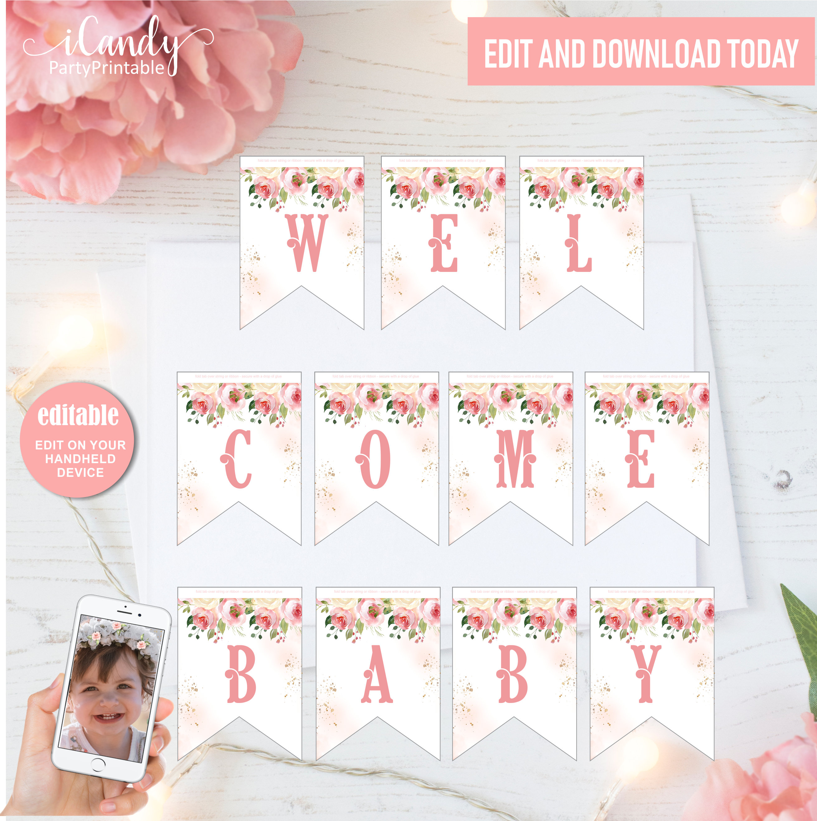 Printable Floral Baby Shower Banner Baby Shower Banners | Etsy