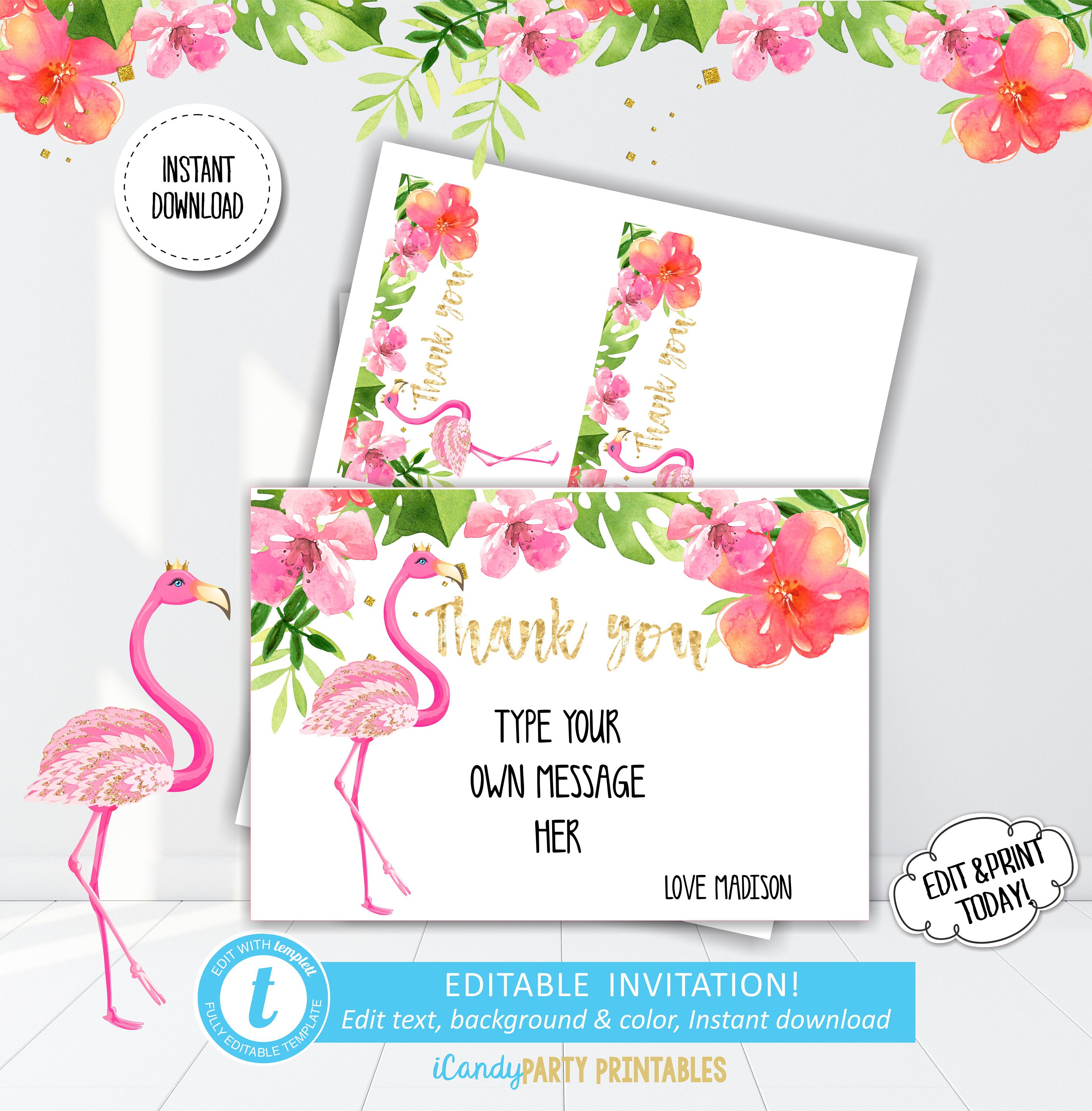 Flamingo Thank You Cards Flamingo Note Cards Thank You | Etsy