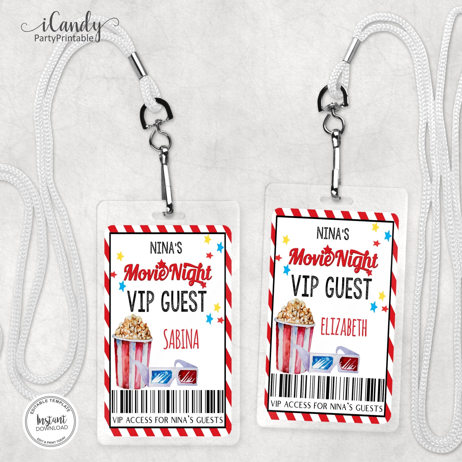 Movie Night Party VIP All Access Pass and Lanyard Backstage - Etsy