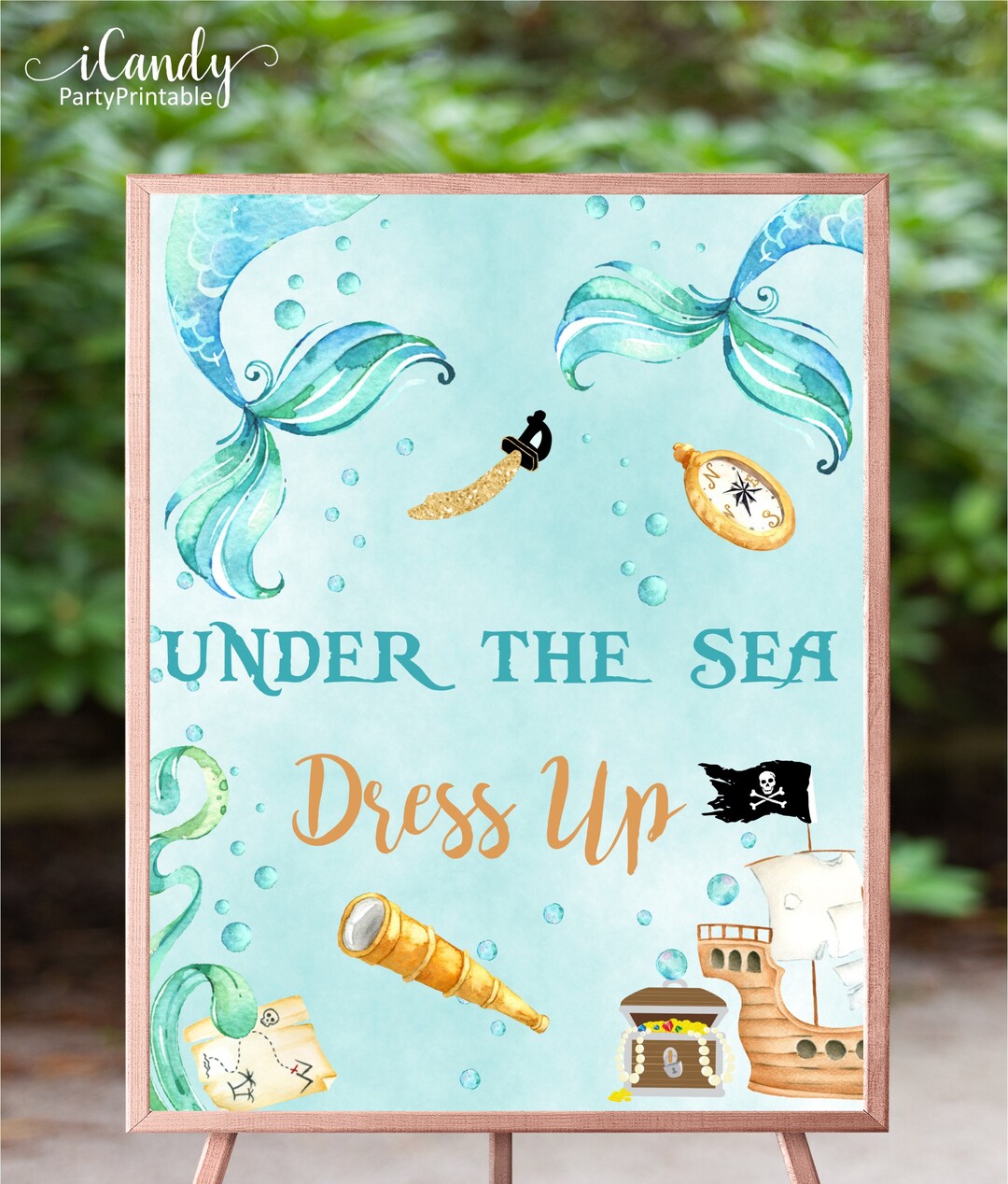 Mermaid and Pirate Dress up Sign, Party Dress Up, Fancy Dress, Instant ...