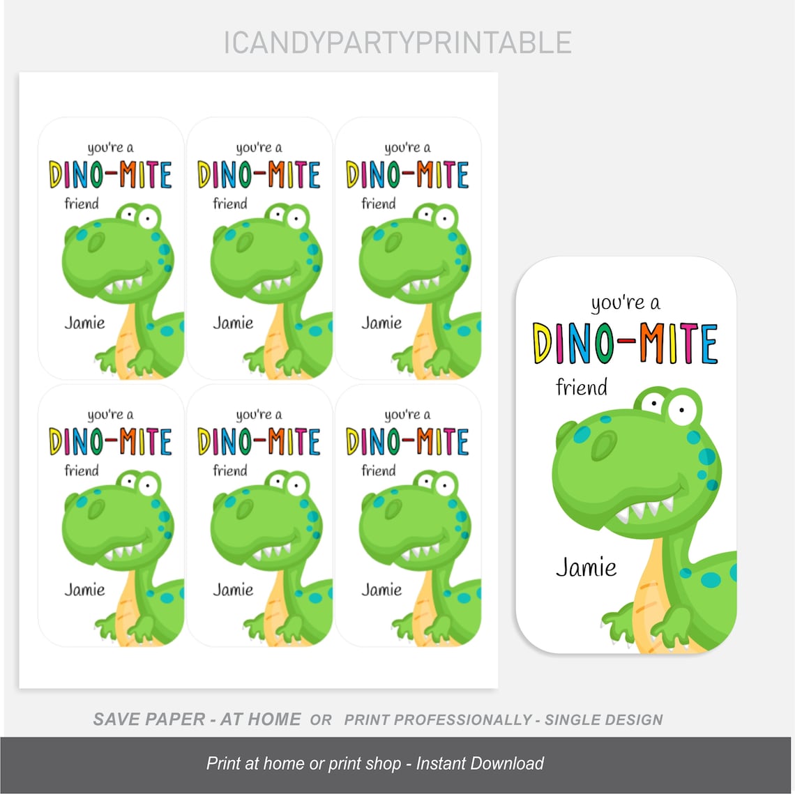 Dinosaur Birthday Party Printable Gift Tags Dinosaur Cards or | Etsy