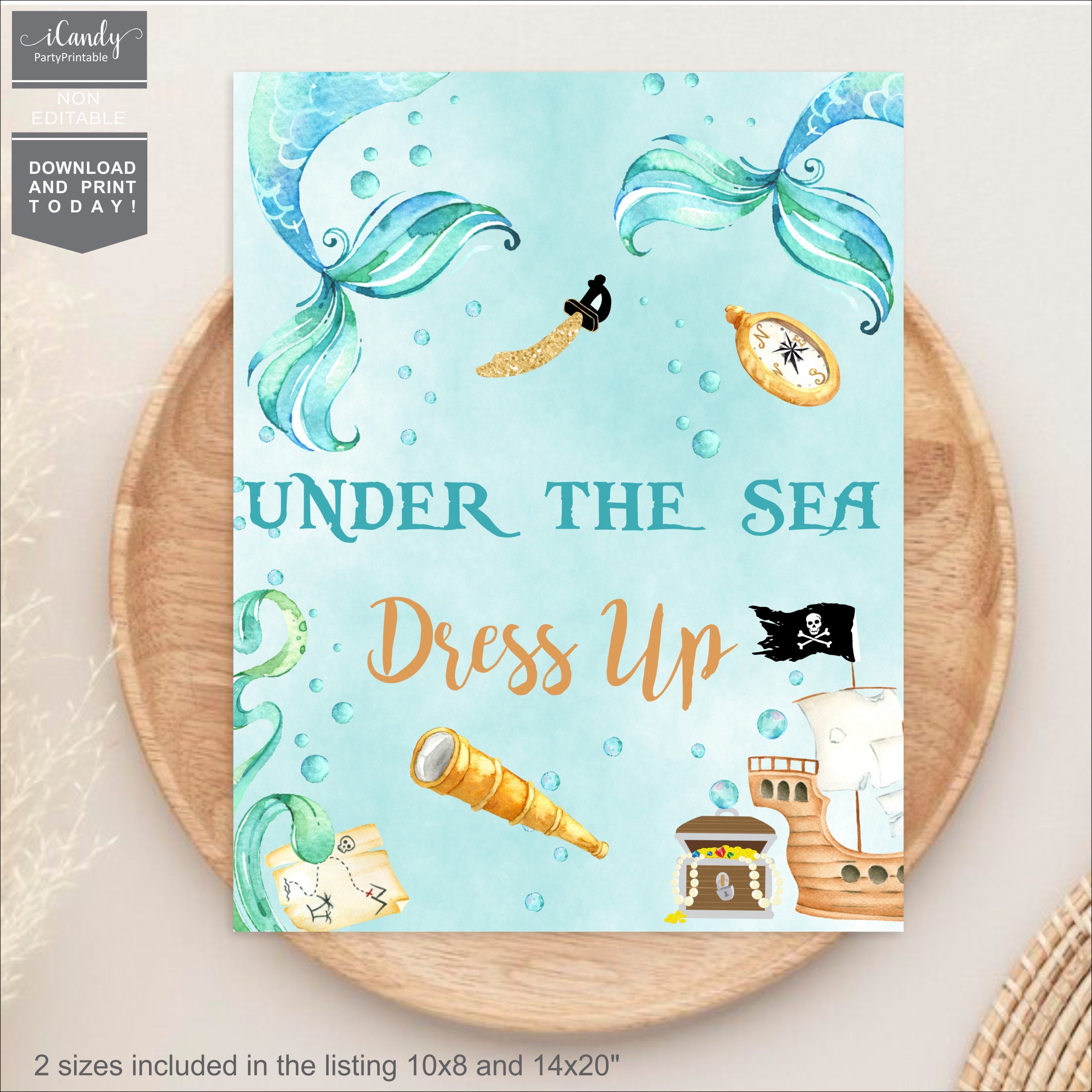 Mermaid and Pirate Dress up Sign Party Dress Up Fancy Dress | Etsy