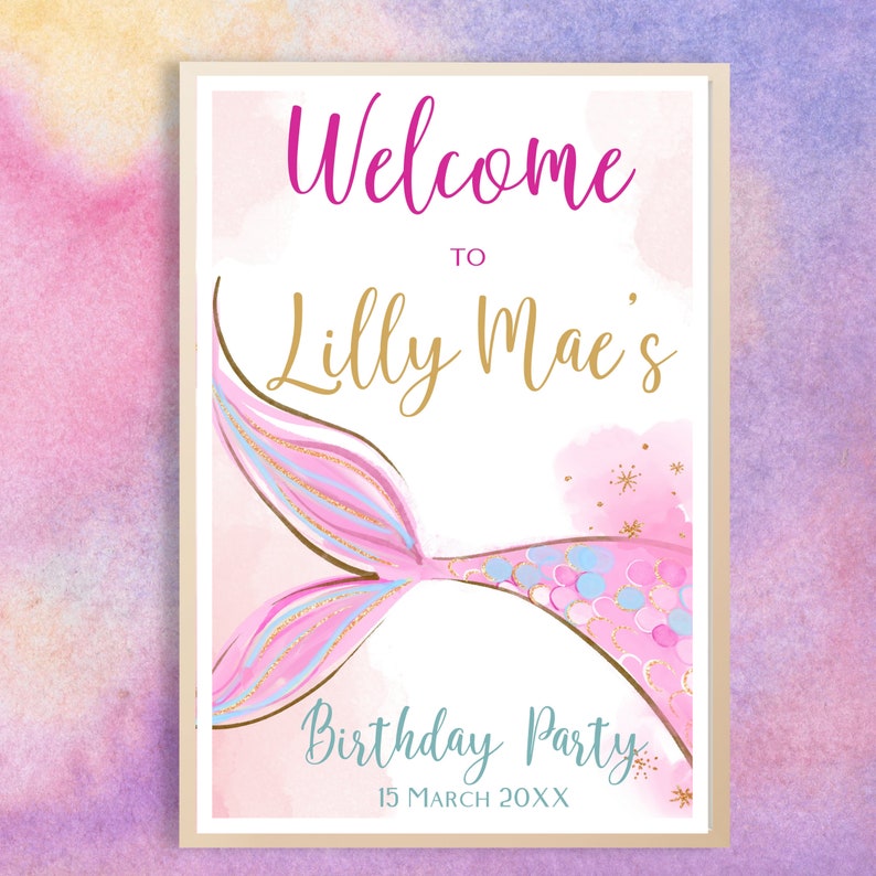 Editable Mermaid Welcome Sign Mermaid Birthday Sign Mermaid - Etsy