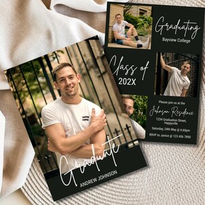Modern Graduation Photo Invitation, Masculine Invitation With ...
