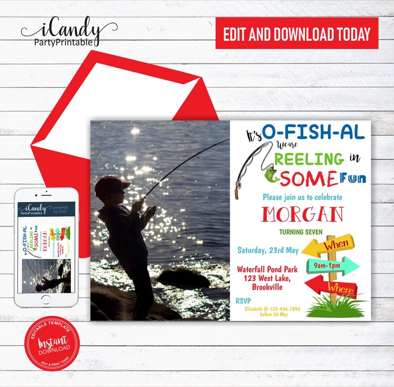 Fishing Birthday Invitation Gone Fishing Invitation - Etsy