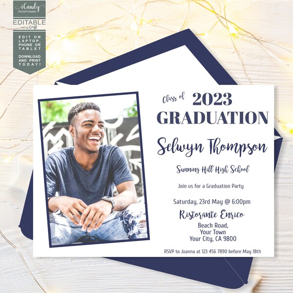 Graduation Invitation for Guys - Etsy