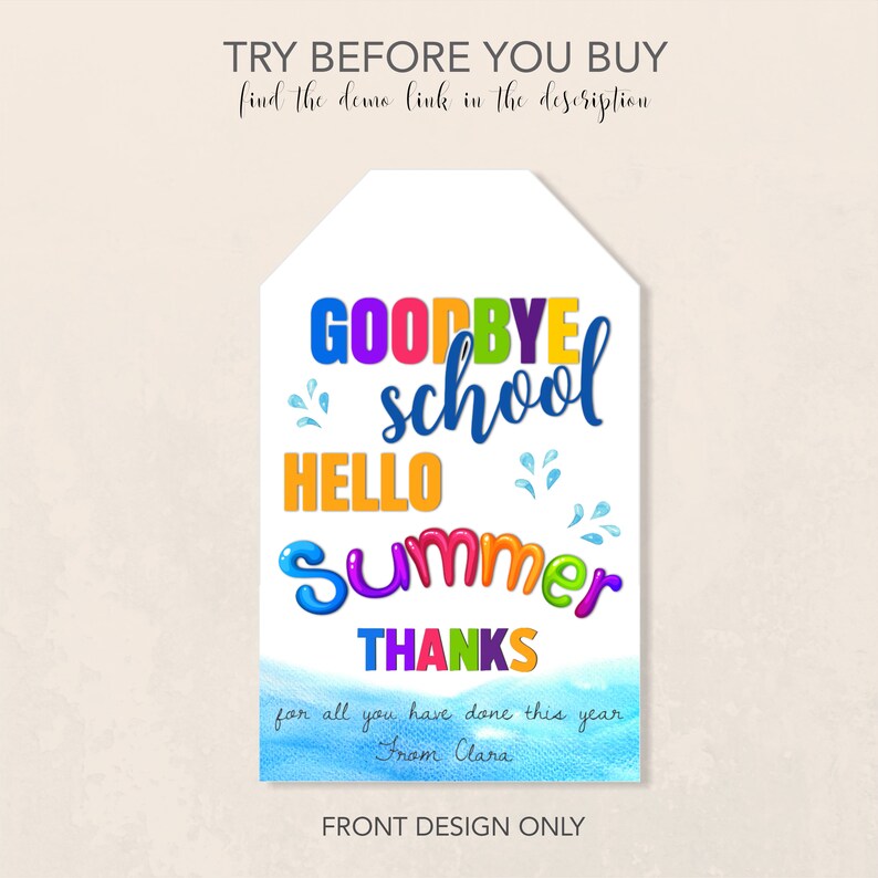 Editable Teacher Appreciation Gift Tags End of School Year - Etsy