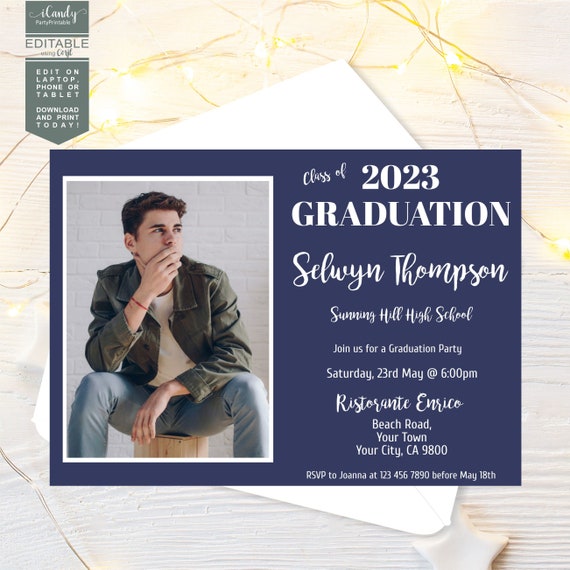 Guy Graduation Invitation, Photo Graduation Invitation, Graduation ...