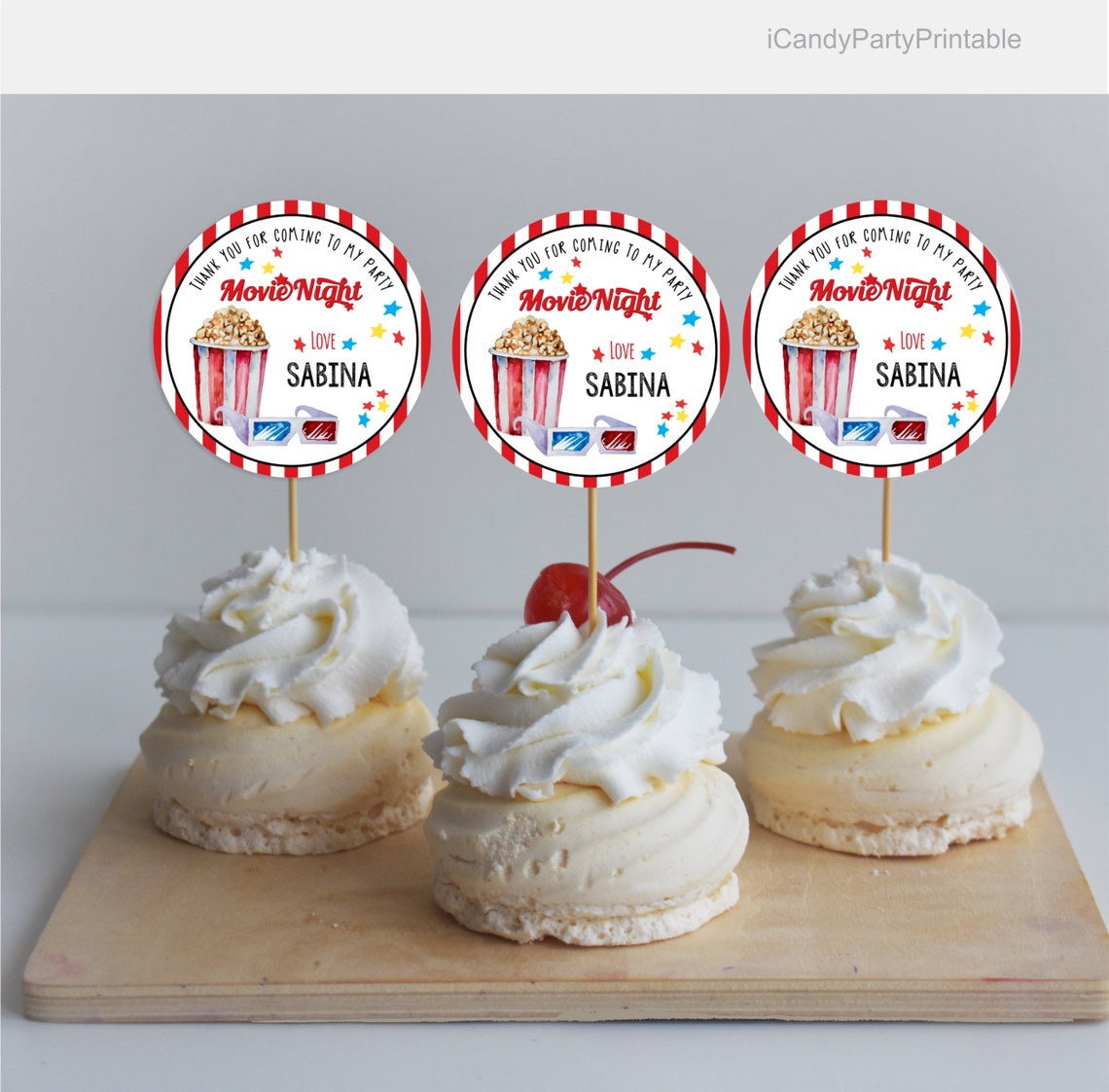 Movie Night Favor Tags Editable Movie Night Tags Cinema | Etsy